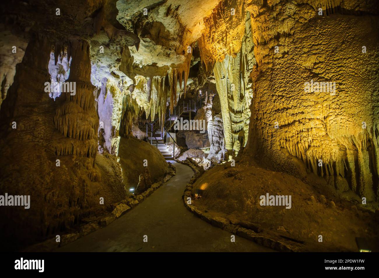 Inside touristic Prometheus Cave at Tskaltubo, Imereti region, Georgia ...