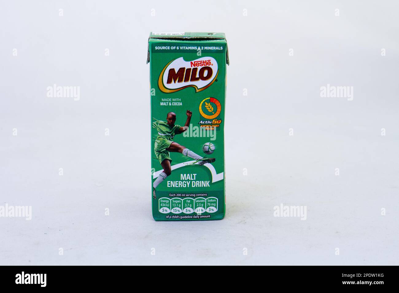 A box of Nestle Milo malt energy drink isolated on a clear background ...