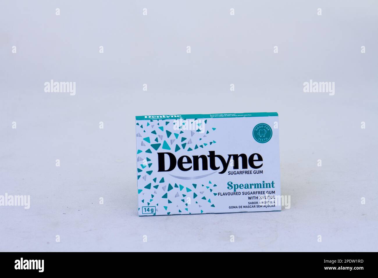 A packet of Dentyne gum isolated on a clear background with copy space ...