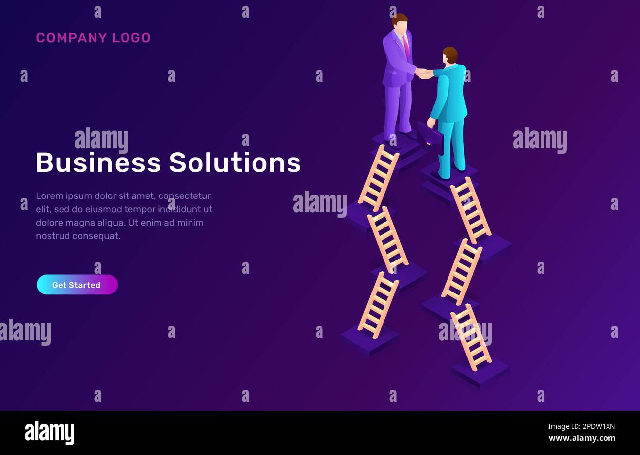 Business solution and agreement level isometric concept vector ...