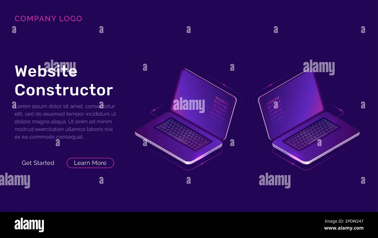 Website constructor isometric concept vector illustration. Software landing page template for ...