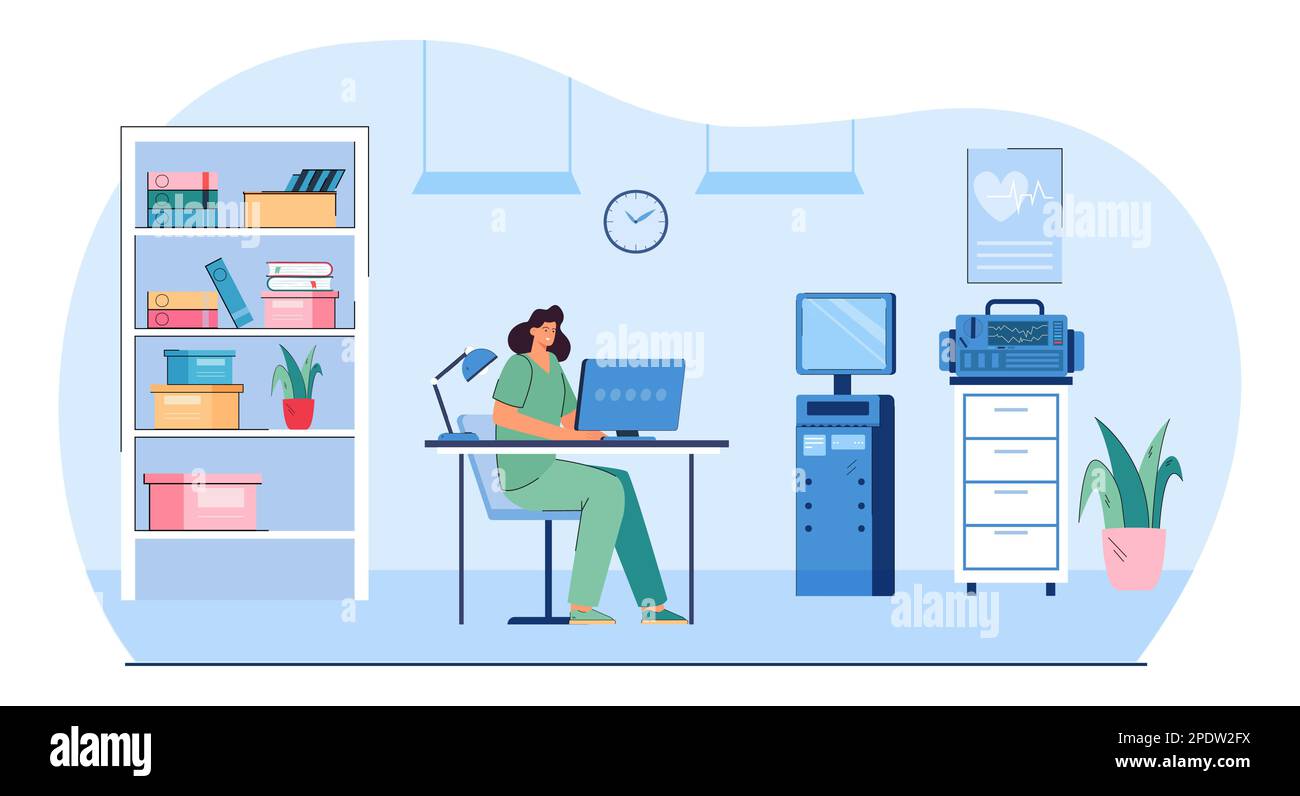 Nurse desk computer Cut Out Stock Images & Pictures - Alamy