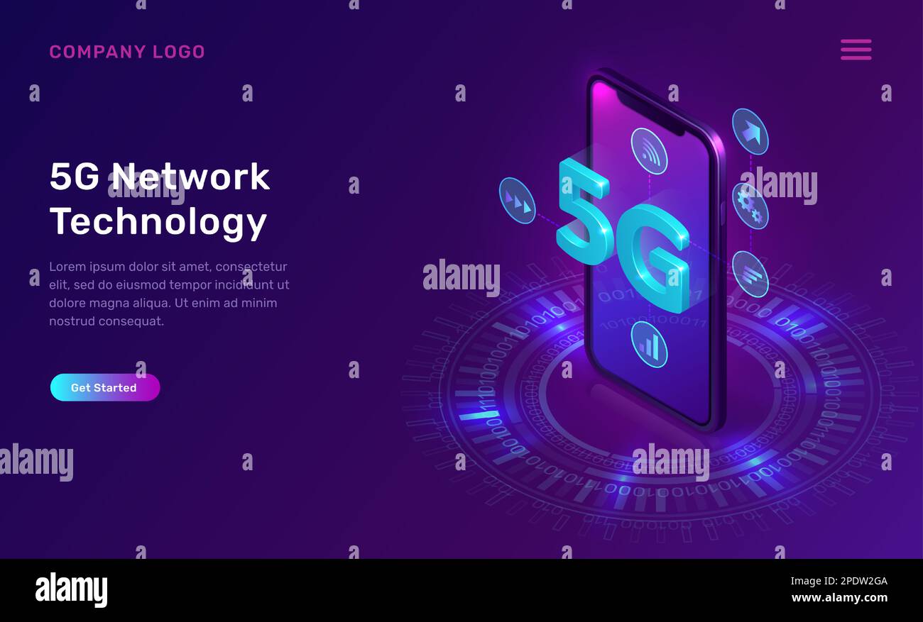 5G network technology, isometric concept vector illustration ...
