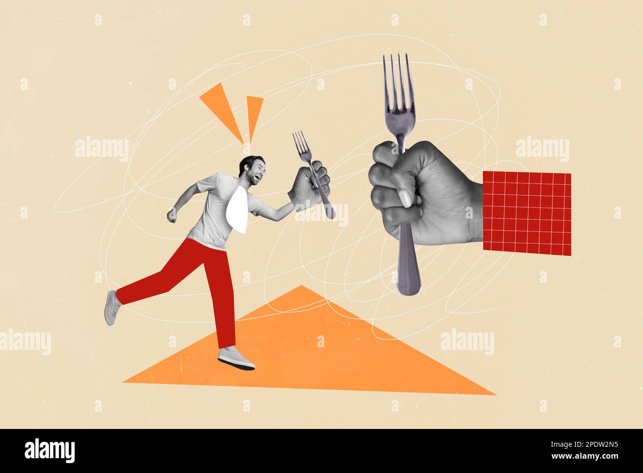 Collage advertisement banner of young excited funky guy hold silver ...