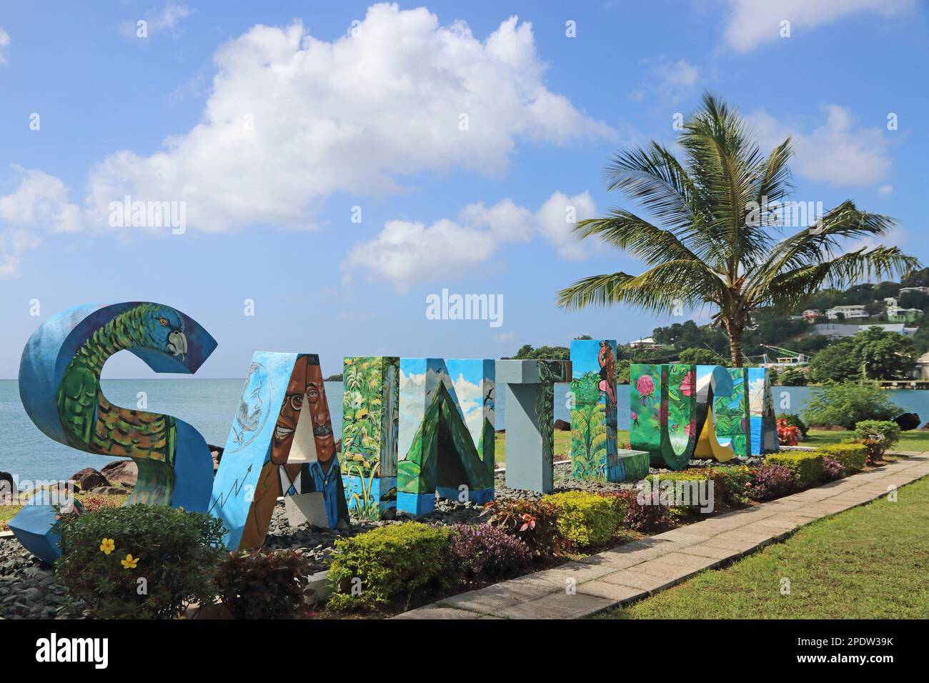 St Lucia tourist sign, Castries, St Lucia Stock Photo - Alamy