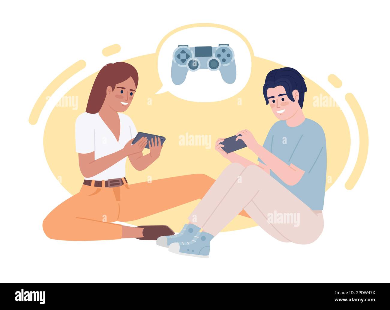 Gaming friends 2D vector isolated spot illustration Stock Vector Image ...