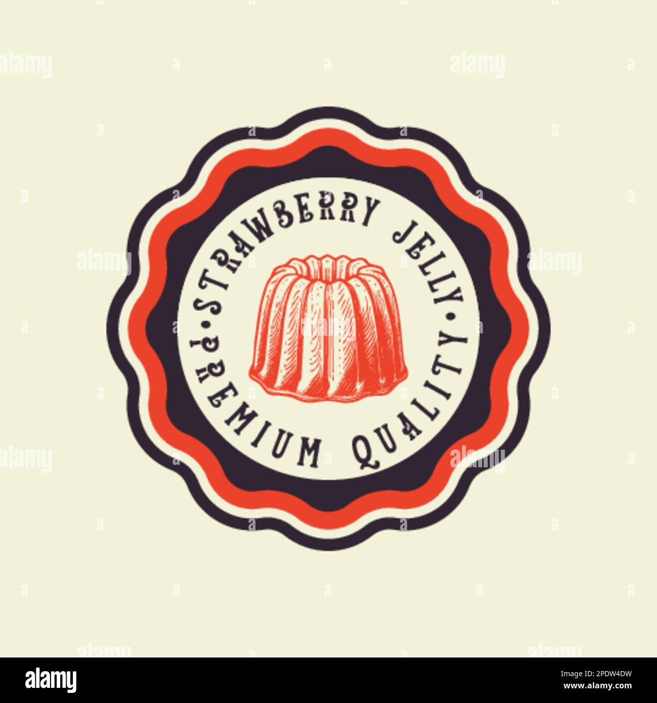 Vintage label, logo,badge of Jelly Pudding hand drawn sketch style ...