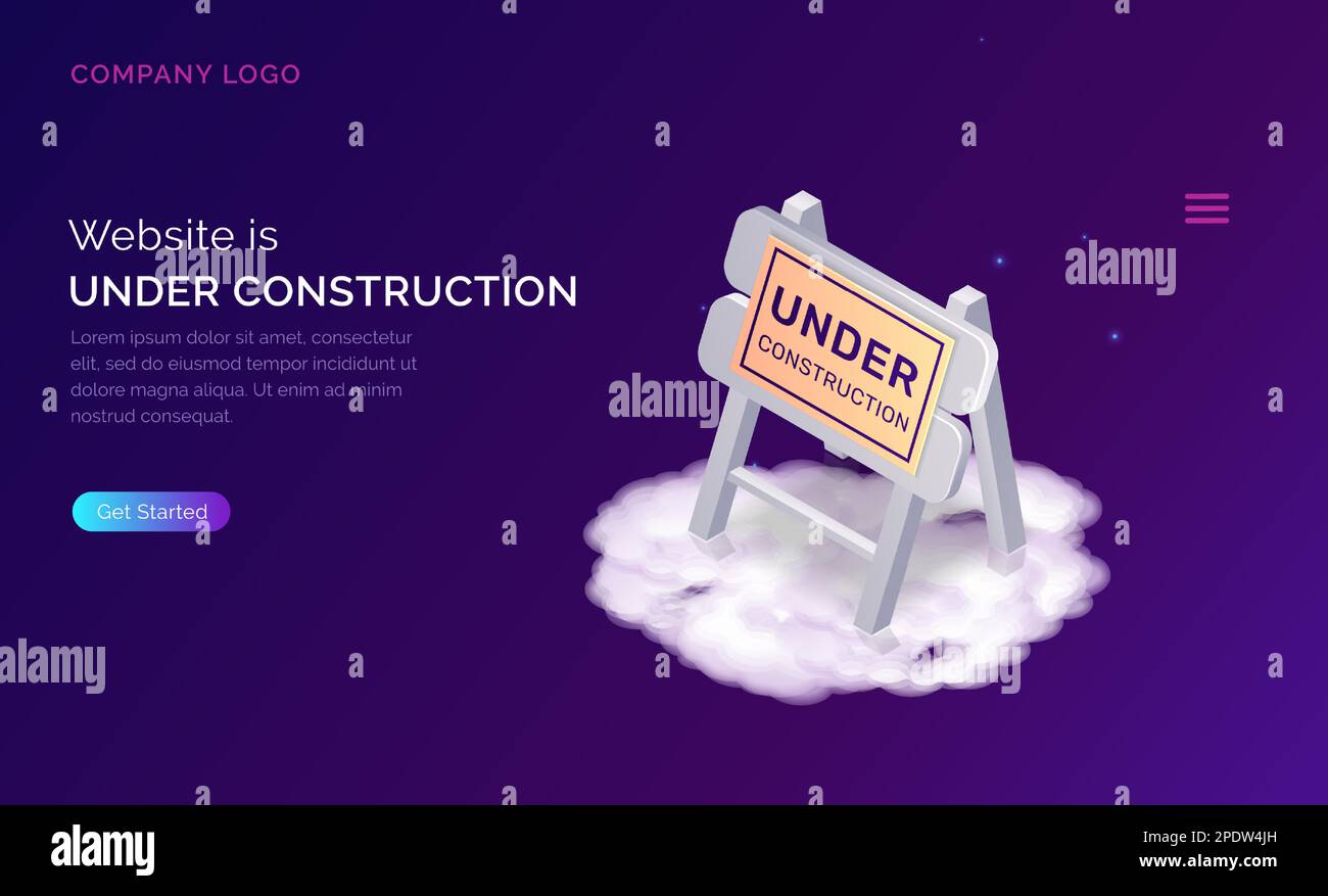 Website under construction, maintenance work or error page isometric ...
