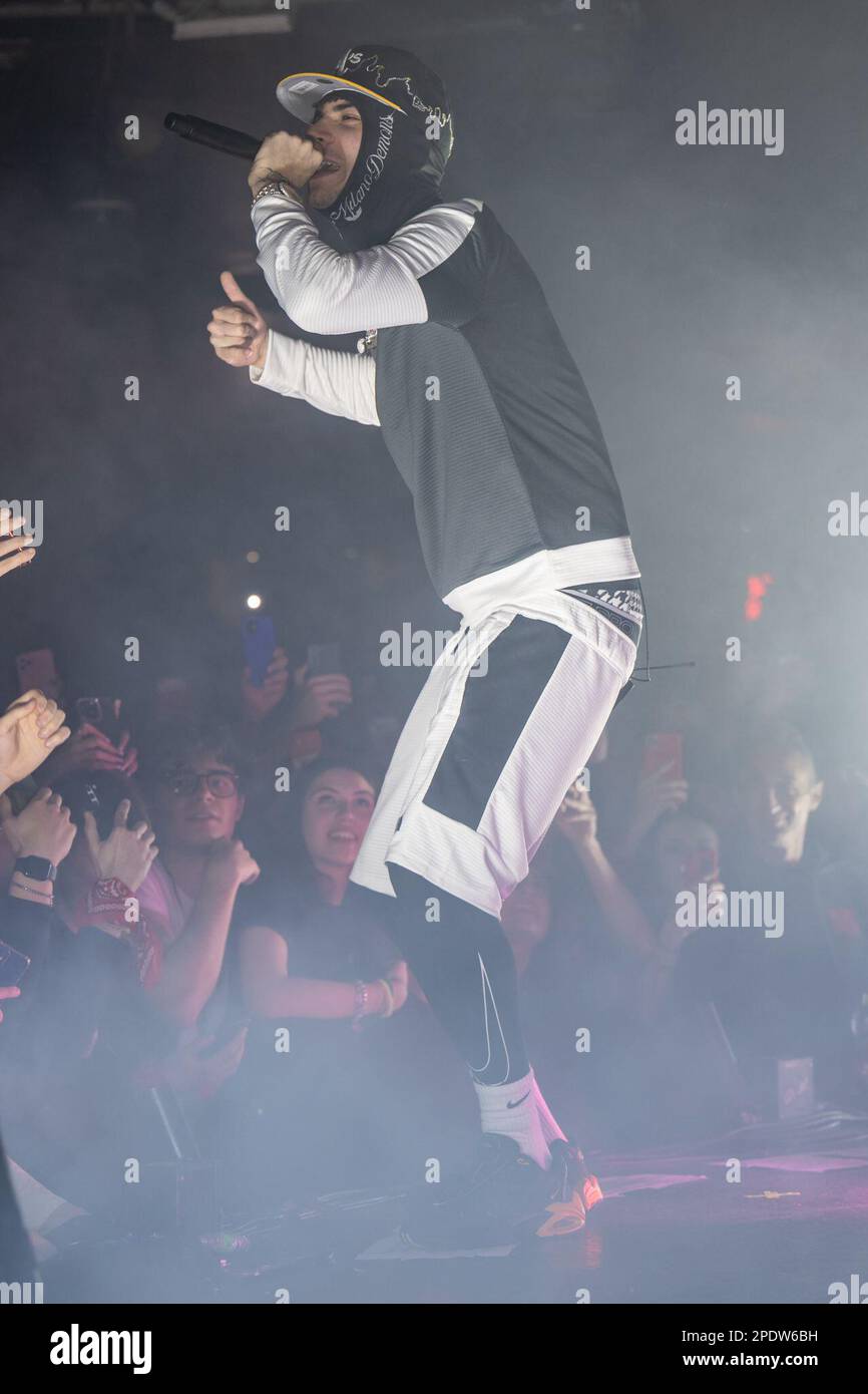 Italian rap/hip hop singer Shiva during the Milano Demons Live Tour ...