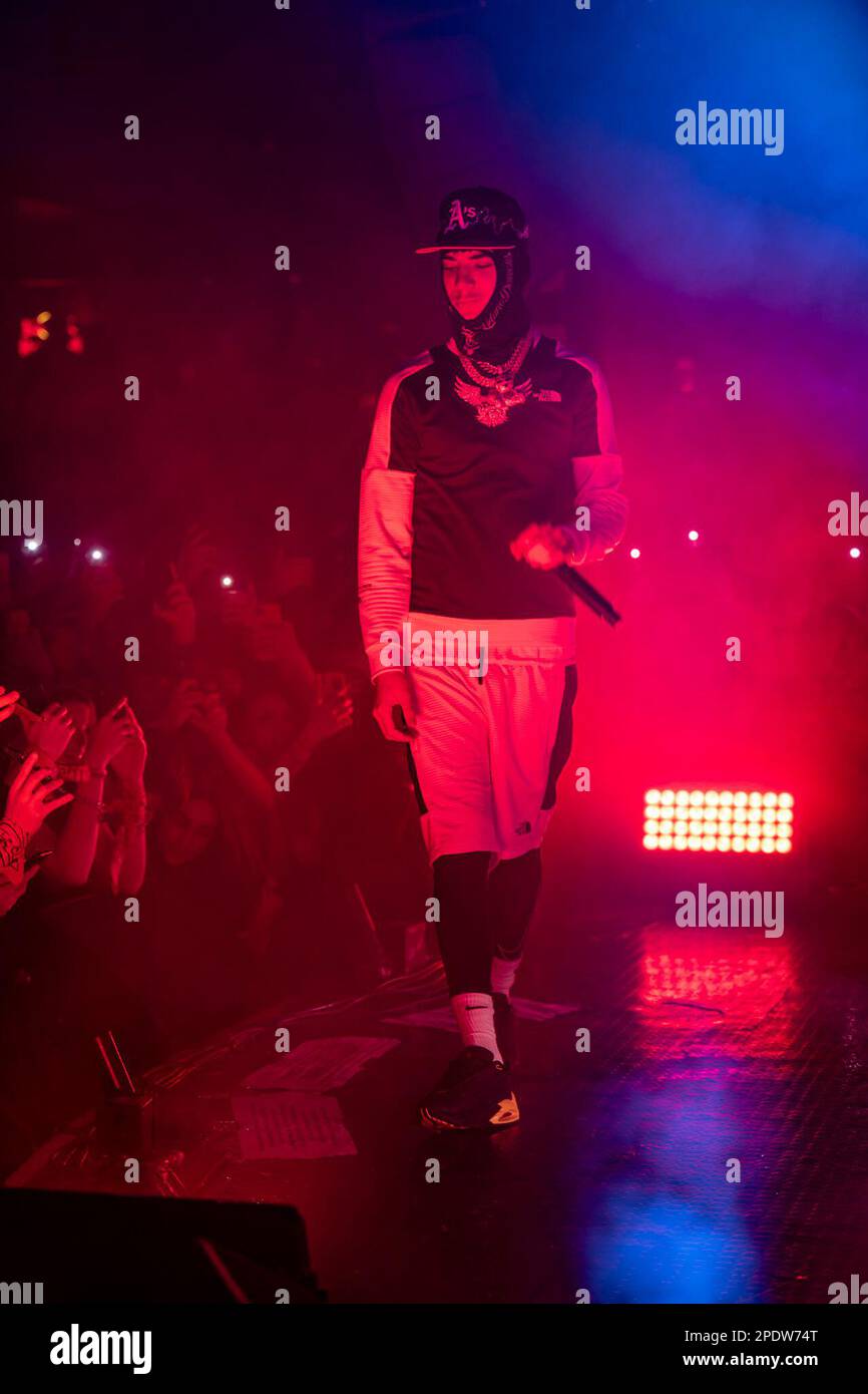 Italian rap/hip hop singer Shiva during the Milano Demons Live Tour ...