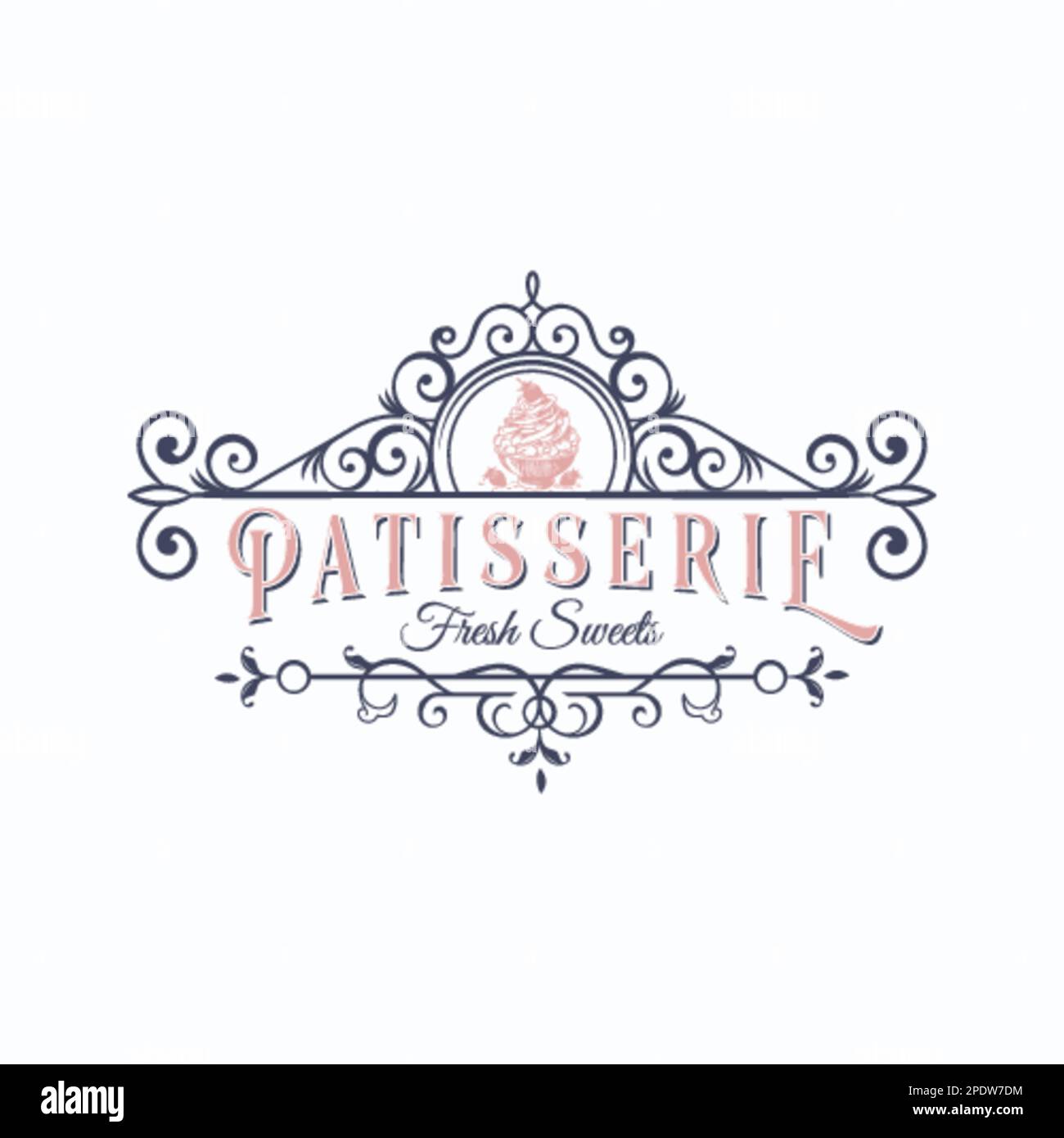 Pastry desserts and sweet cakes sketch lettering for patisserie or ...