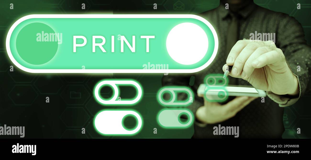 Conceptual display Print. Conceptual photo involving transfer of text ...