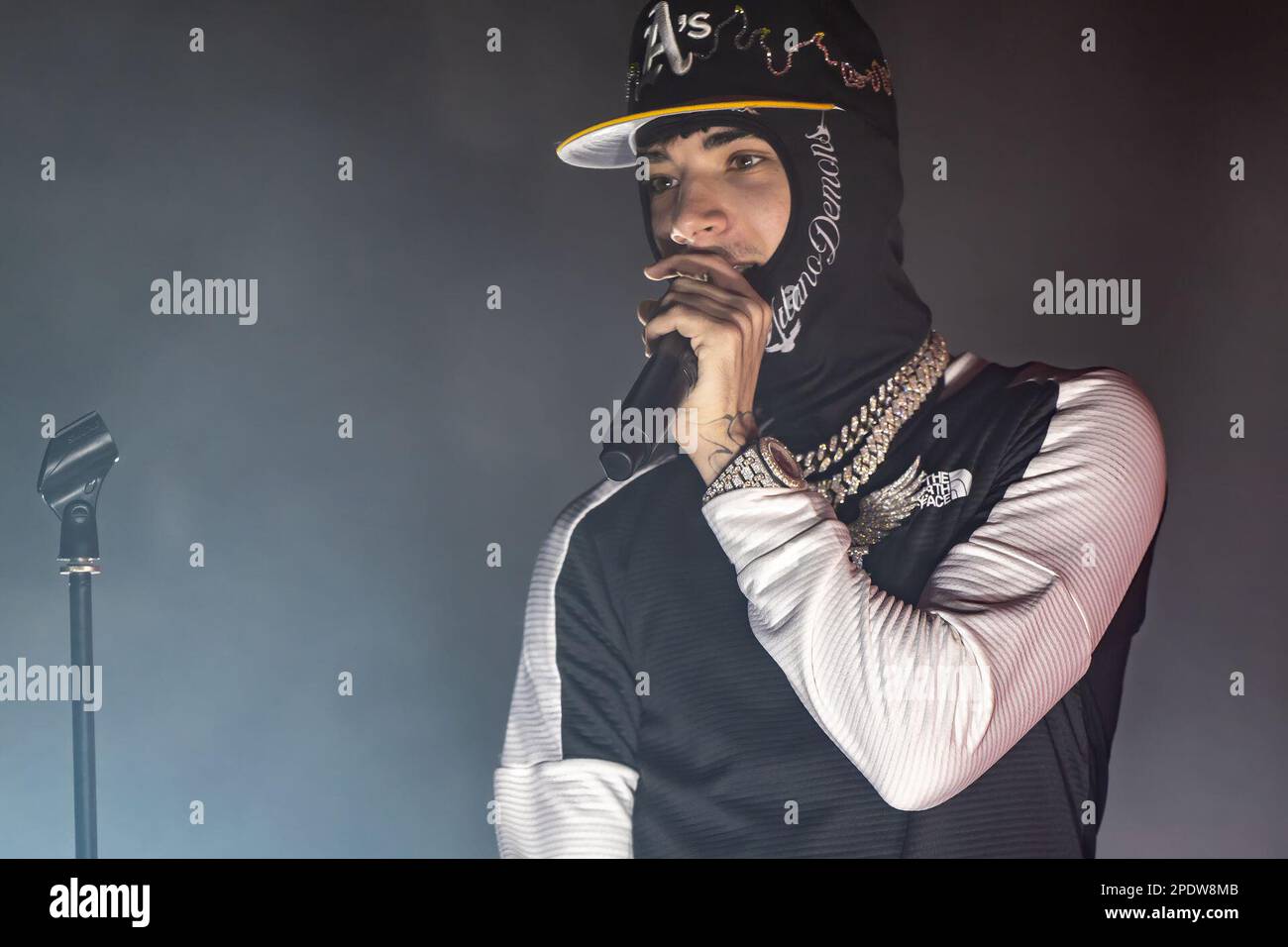 Italian rap/hip hop singer Shiva during the Milano Demons Live Tour ...
