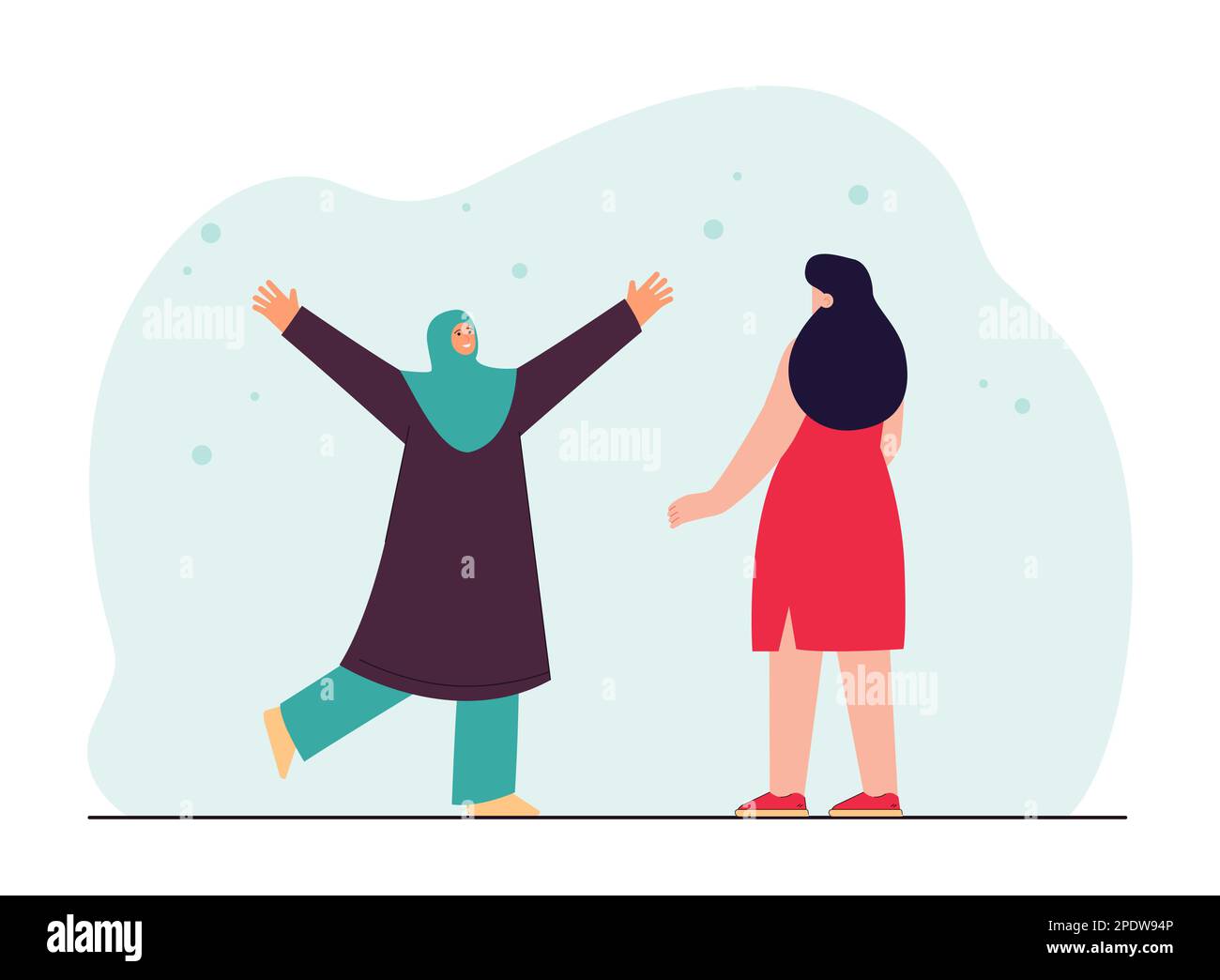Happy Muslim woman greeting friend Stock Vector Image & Art - Alamy