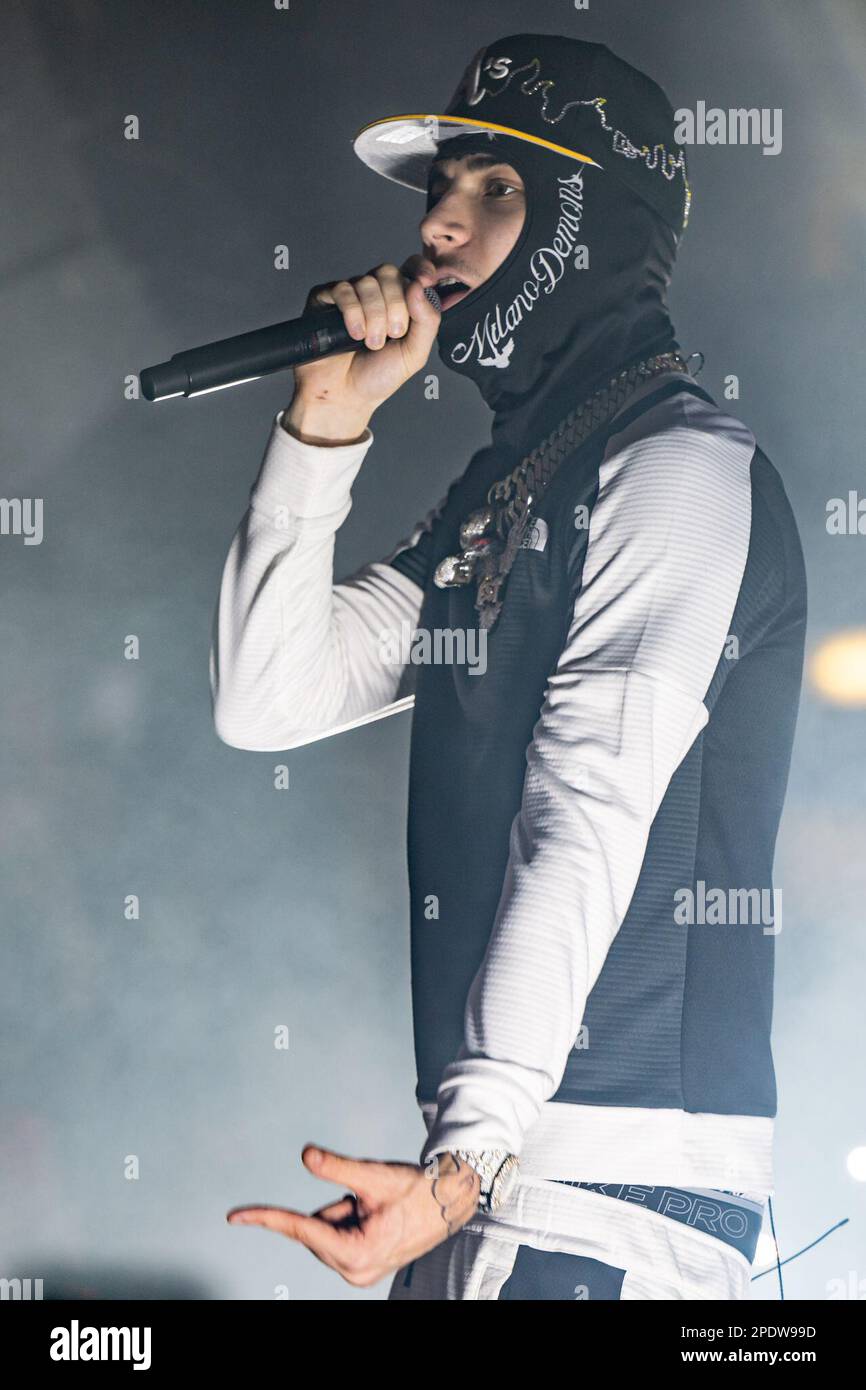 Italian rap/hip hop singer Shiva during the Milano Demons Live Tour ...