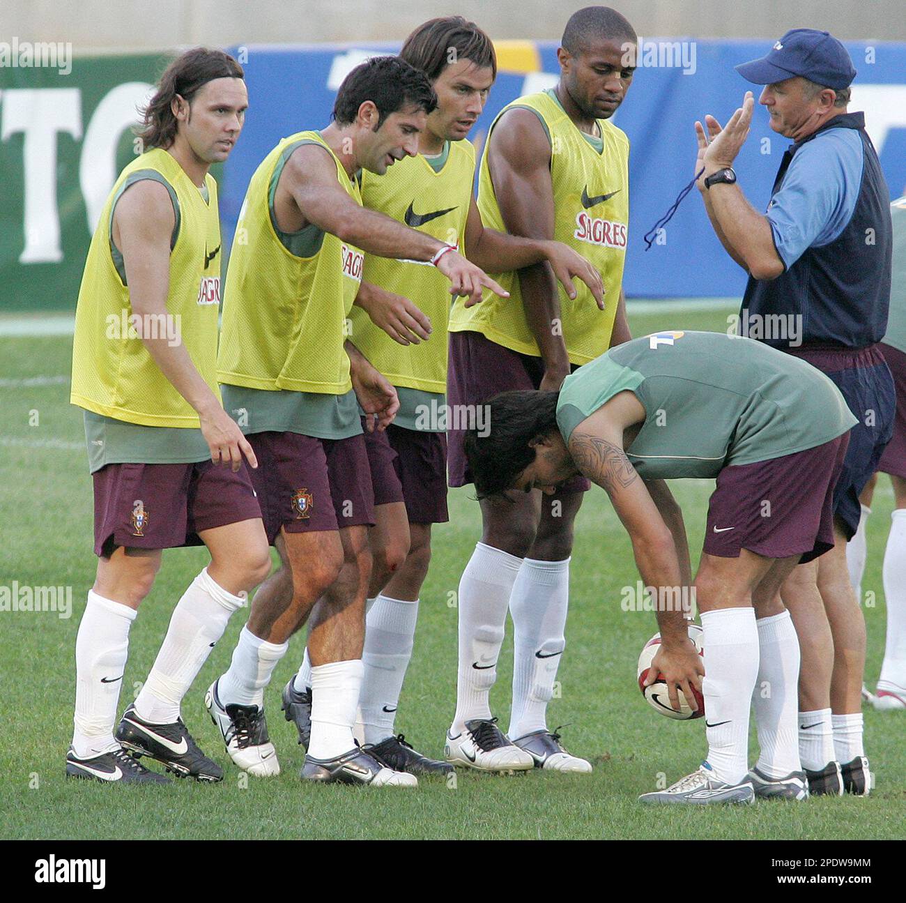 Portugal's Deco, from FC Barcelona, places the ball for a free kick ...
