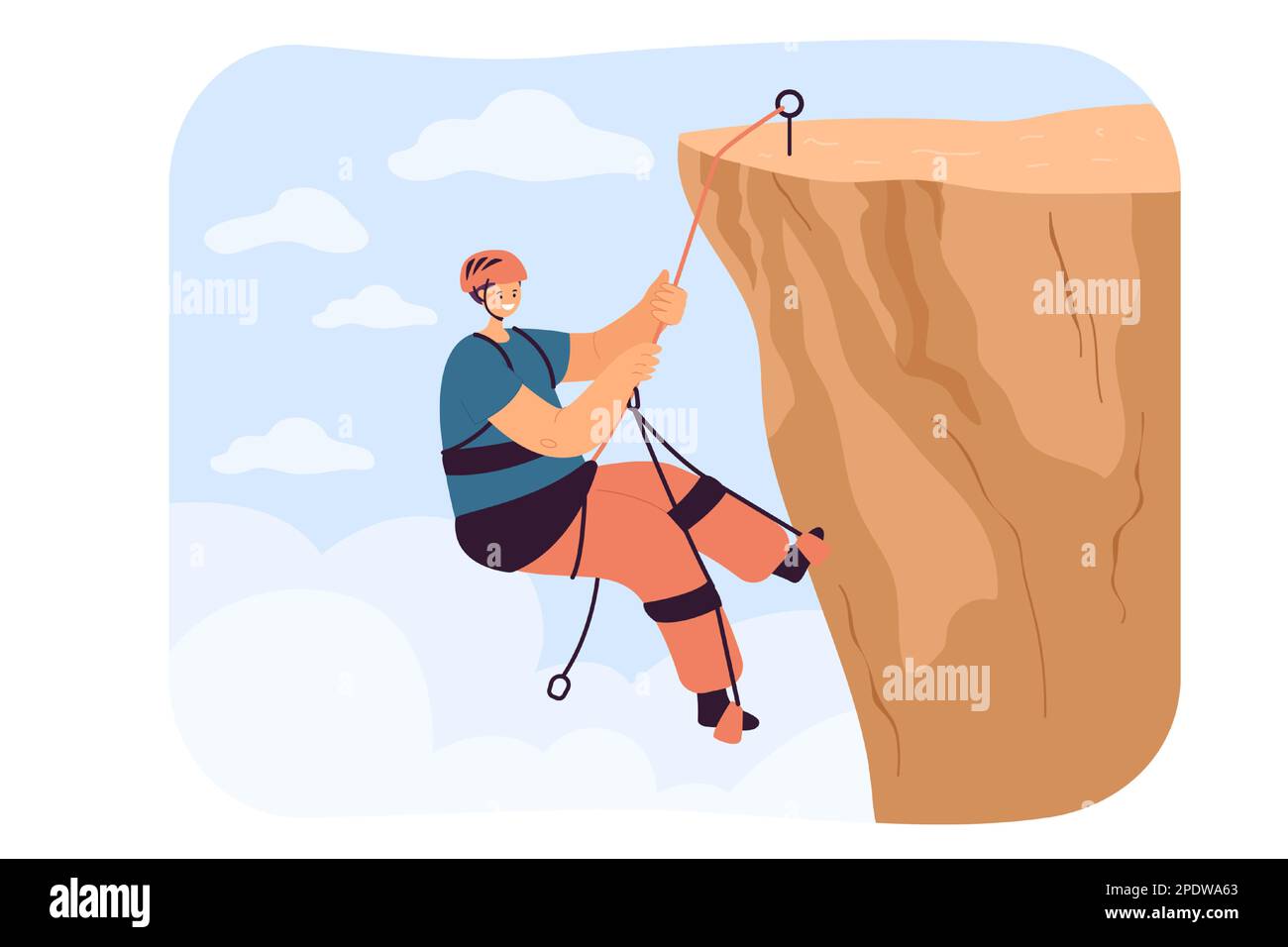 Woman climbing down rope Stock Vector Images - Alamy