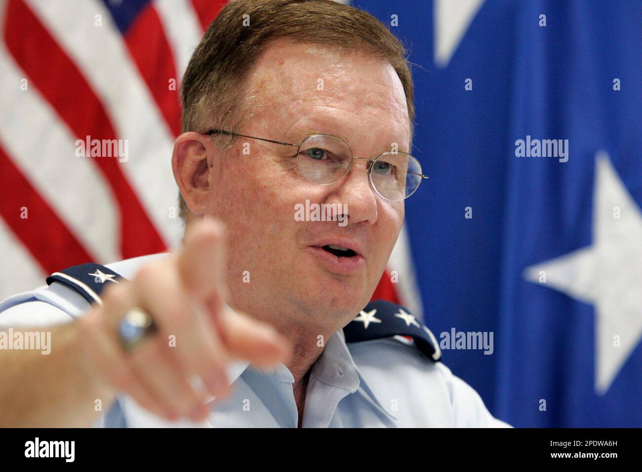 ** ADVANCE FOR SEPT. 3-4 ** Maj. Gen. Roger Lempke gestures in his ...