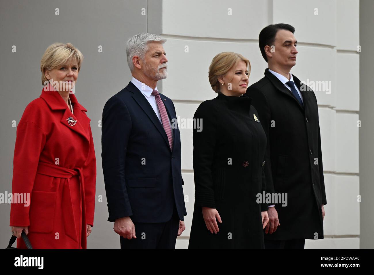 Centre left Czech President Petr Pavel and his wife Eva Pavlova (left ...