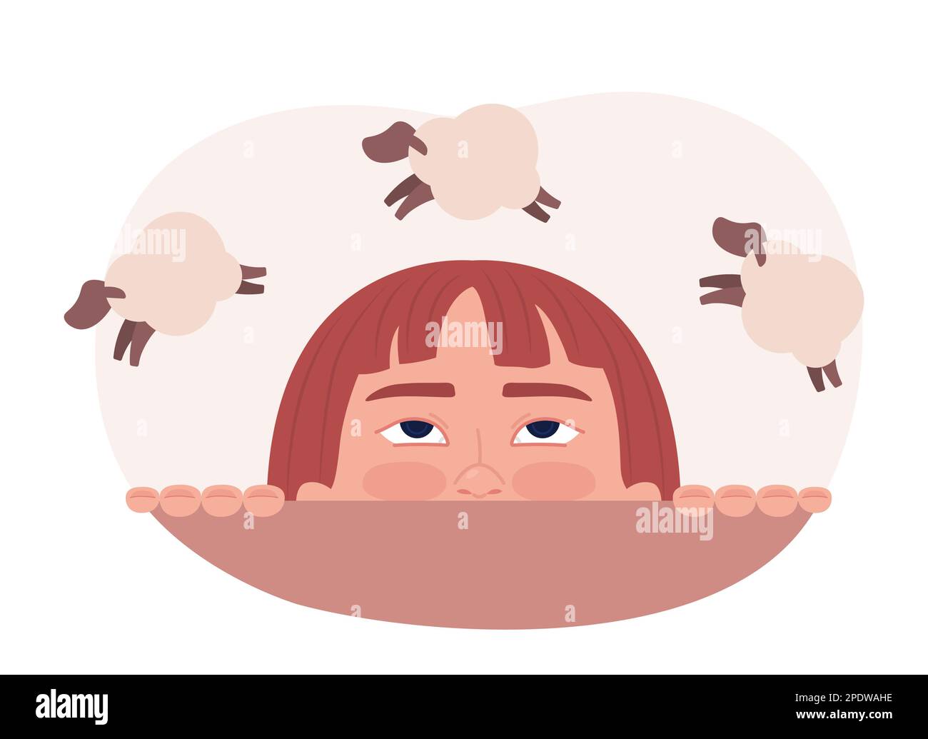 Counting sheep for sleep flat concept vector illustration Stock Vector ...
