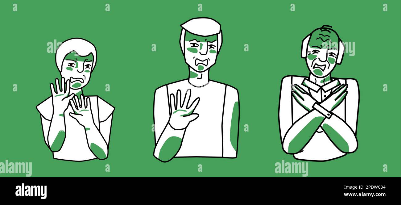Disgust emotion male set. Young, adult and old men with a disgusted ...