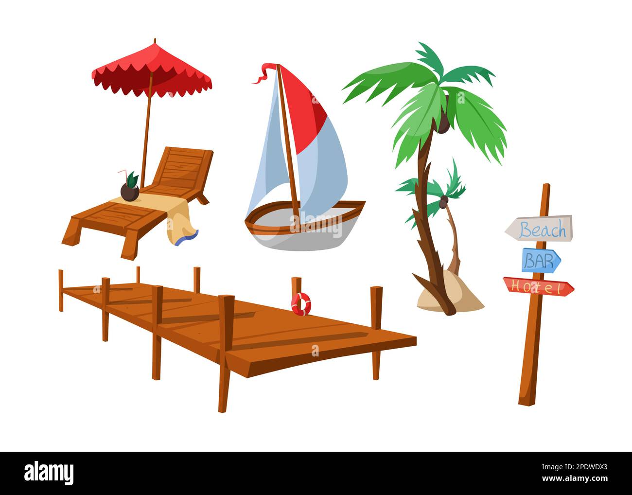 summer-holiday-elements-vector-illustrations-set-stock-vector-image