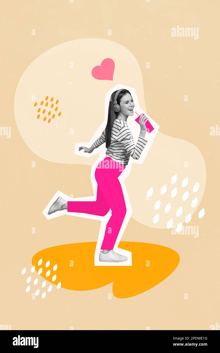 Collage 3d bright artwork picture sketch image poster of happy smiling ...