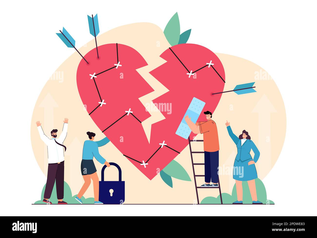 Tiny people repairing vulnerable broken heart Stock Vector Image & Art ...