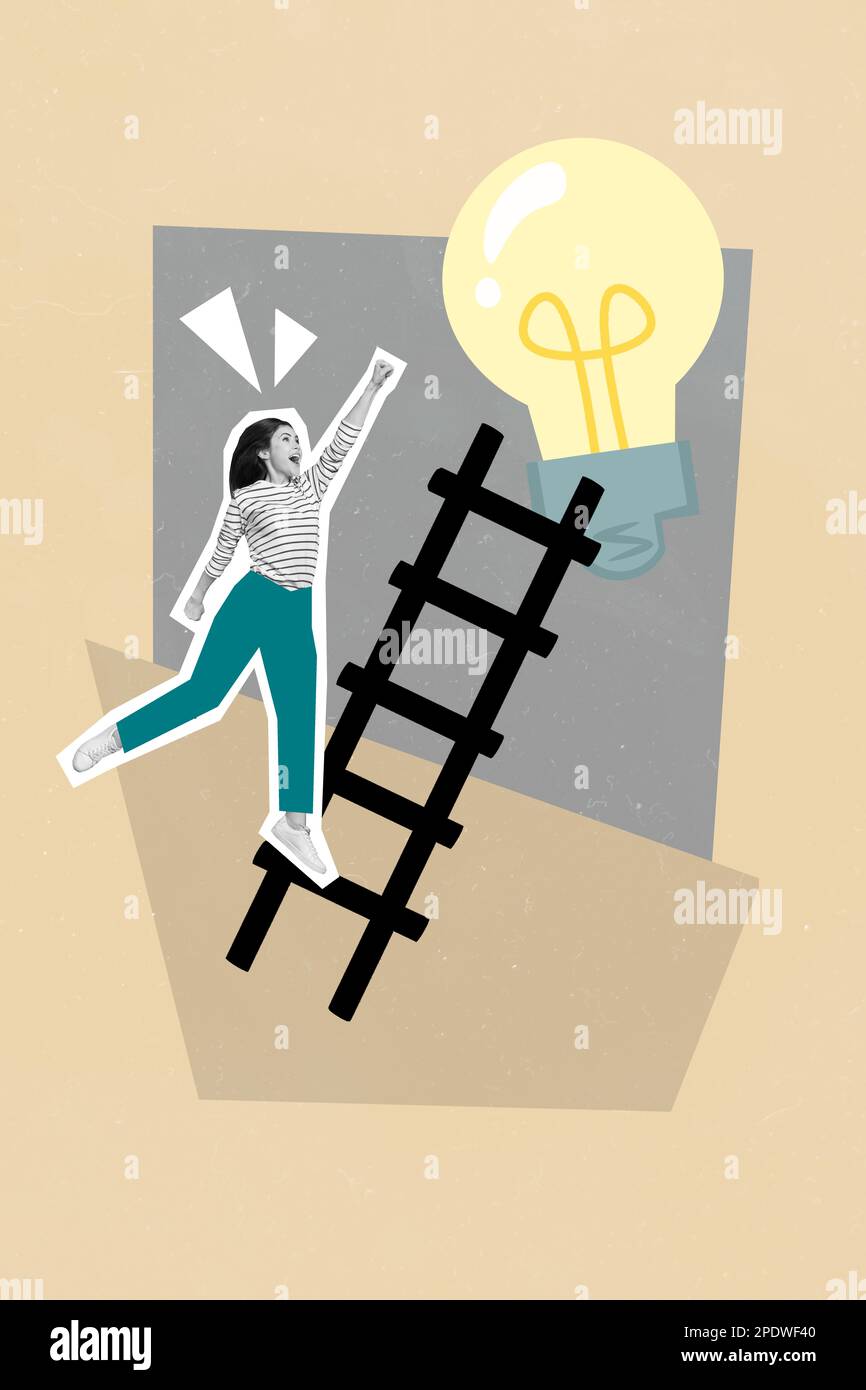 Picture creative 3d collage artwork sketch illustration of happy crazy ...