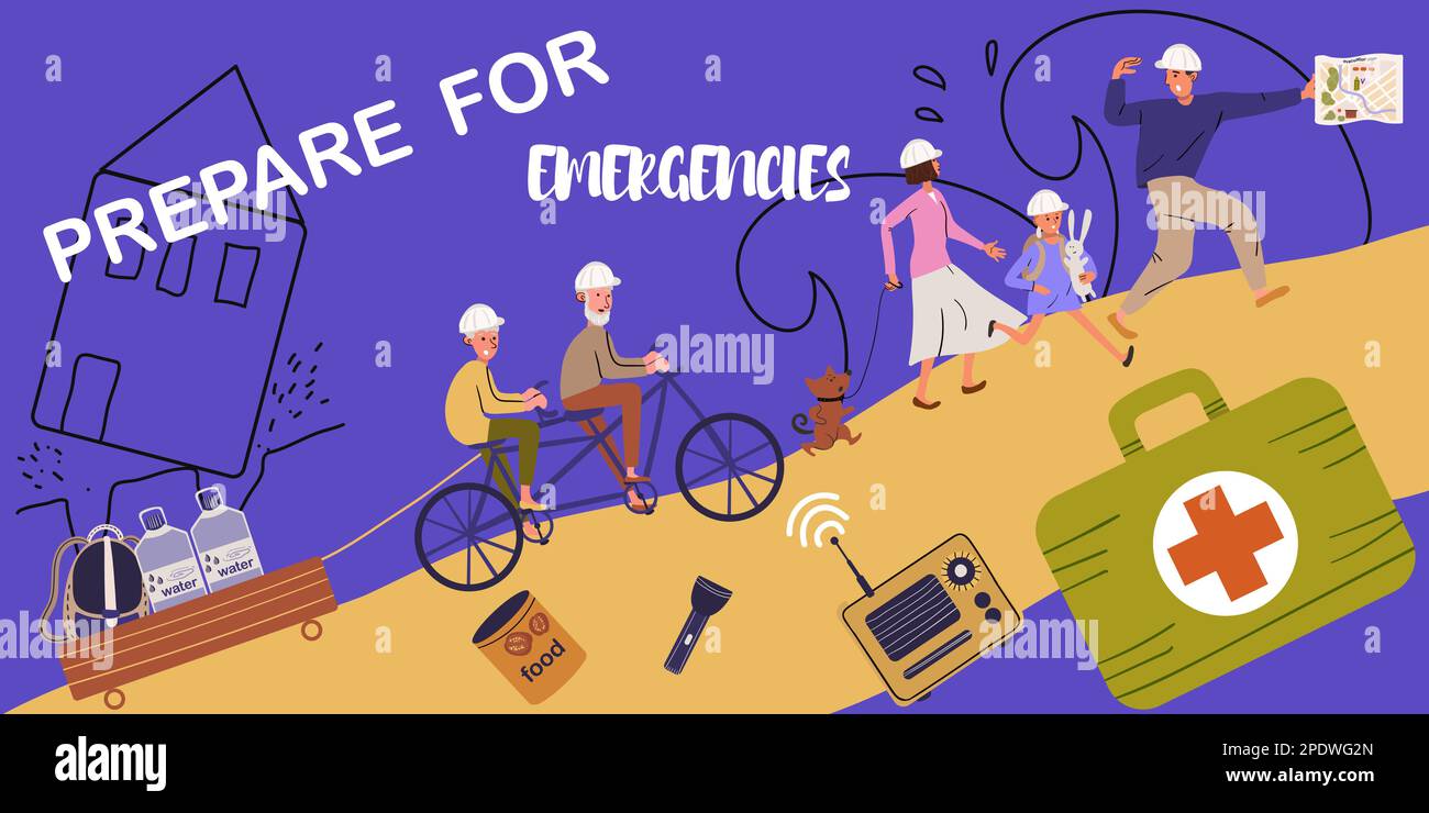 Disaster prevention composition with collage of flat icons with people ...