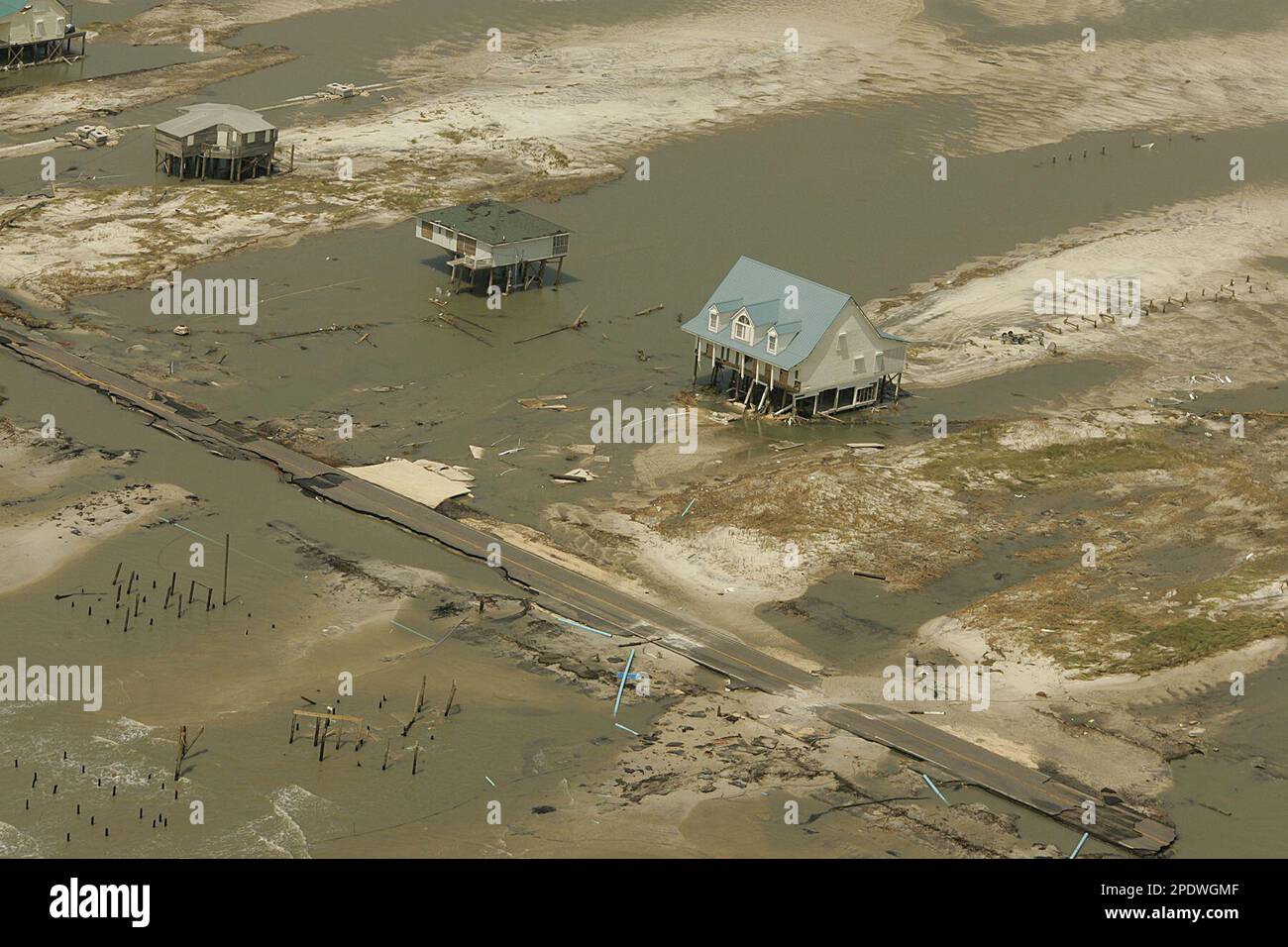 Remnants of beach houses along Bienville Blvd. on Dauphin Island, Ala ...