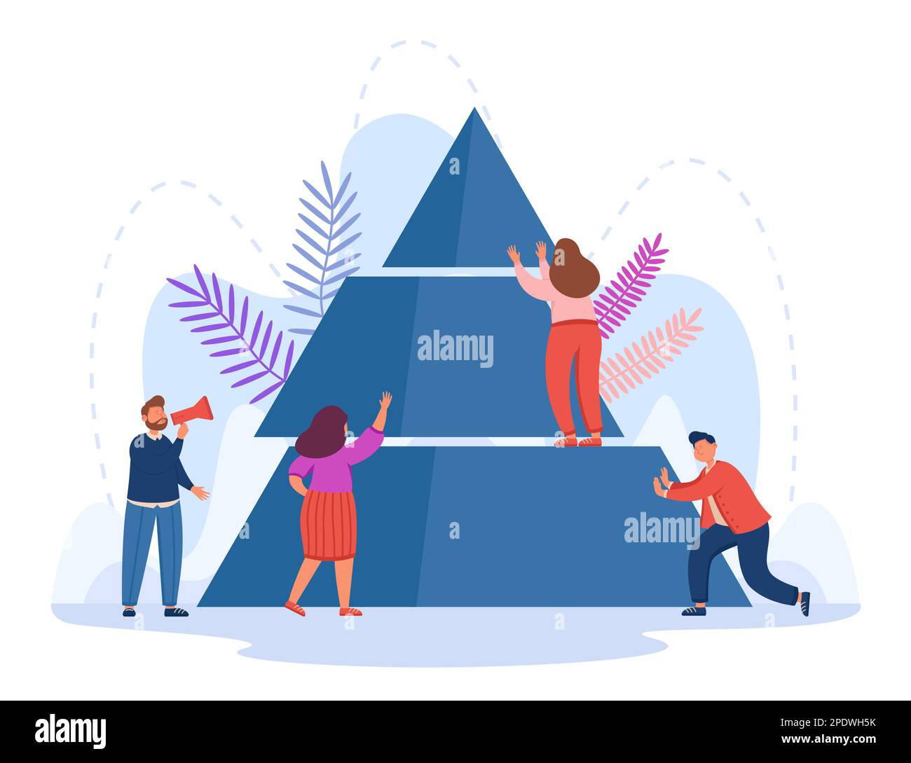 Business people building pyramid with assistance of leader Stock Vector ...