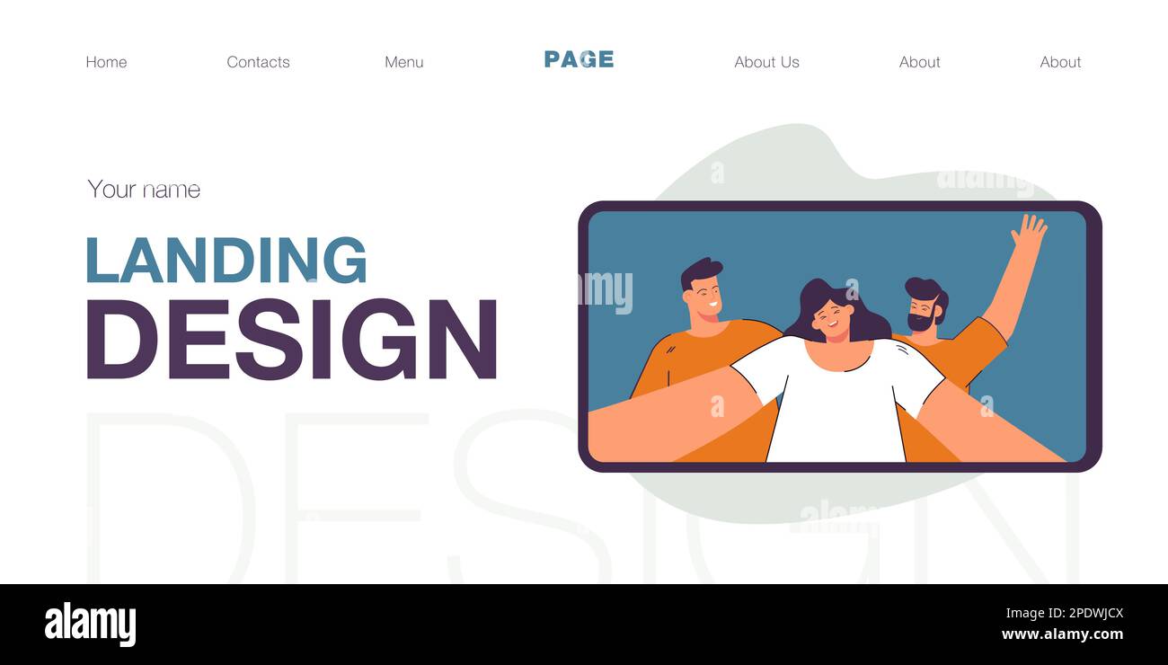 Mobile phone with selfie on screen flat vector illustration Stock ...