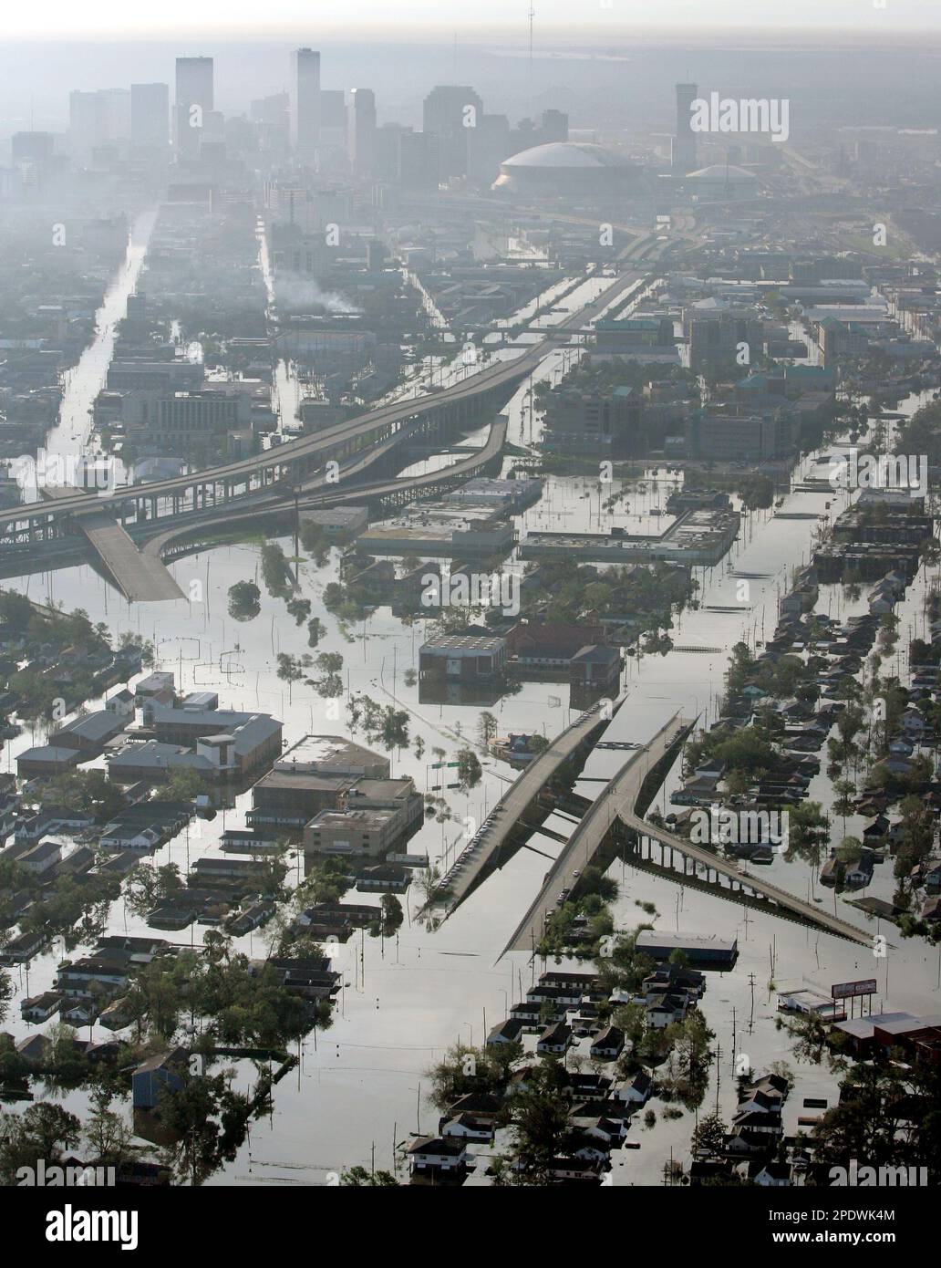 Floodwaters from Hurricane Katrina fill the streets near downtown New ...