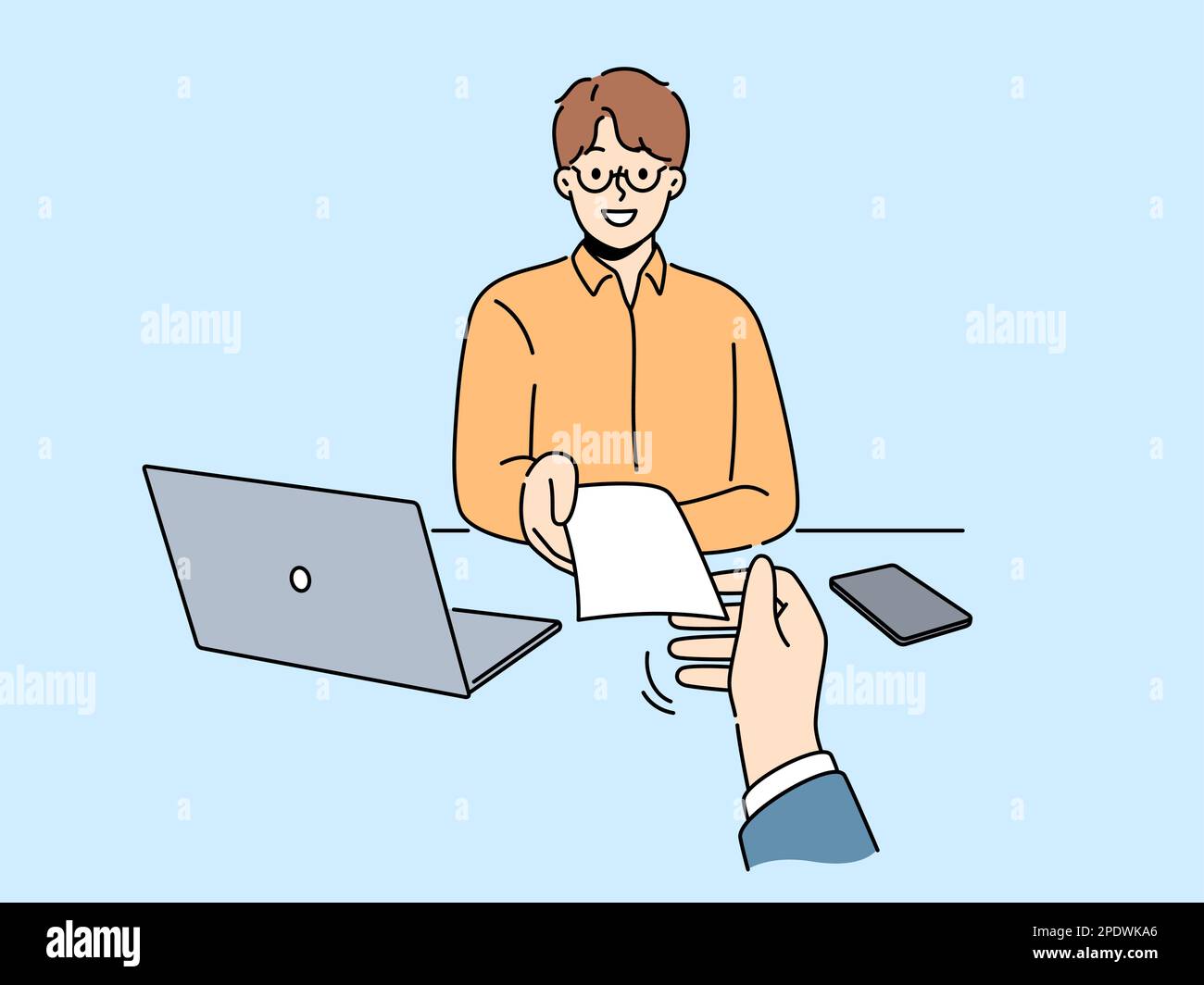 Person give cheque Stock Vector Images - Alamy