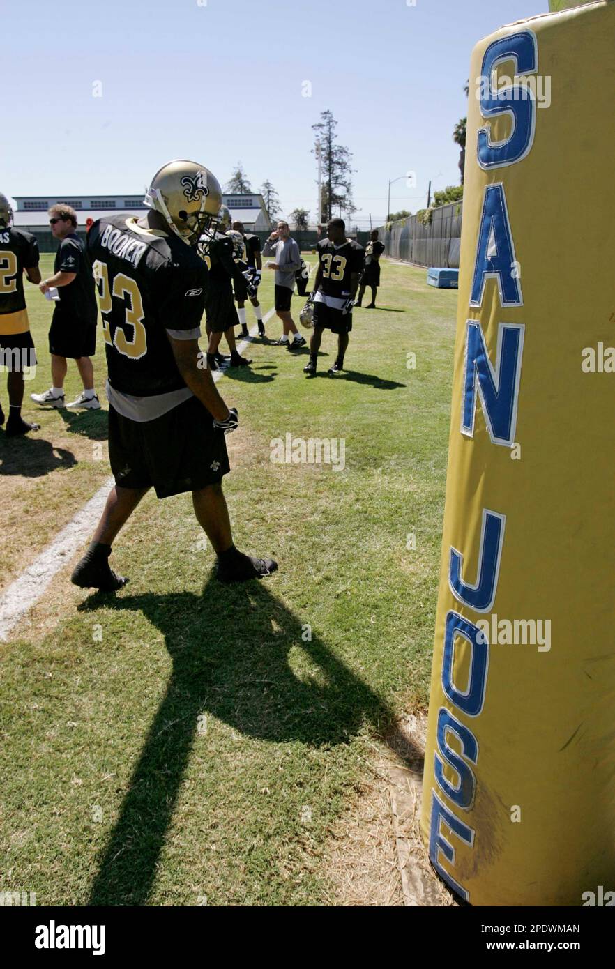 New Orleans Saints cornerback Fred Booker (23) practices at San Jose ...