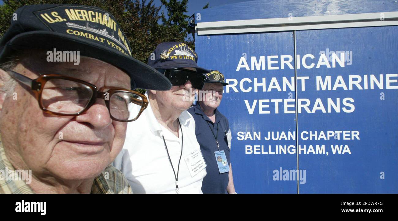 U.S. Merchants Marine veterans from left, Jack Godsey, 82, Peter ...