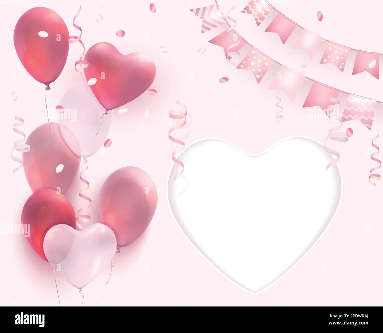 Celebration party background with heart balloons symbols realistic ...