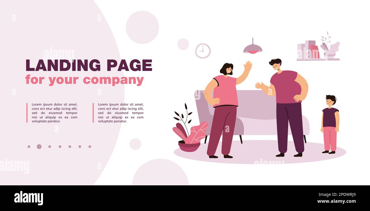 Angry husband and wife sorting things out in front of child Stock ...