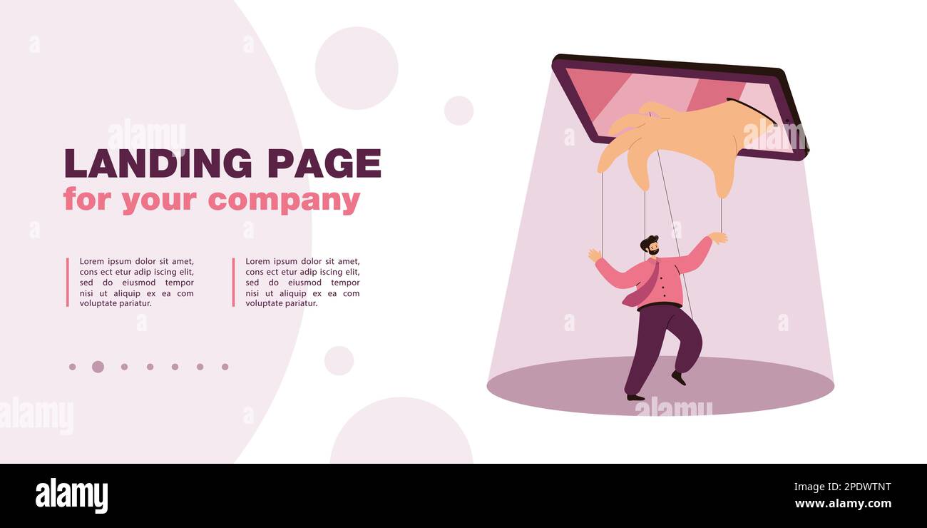 Hand from phone controlling cartoon businessman as puppet Stock Vector ...