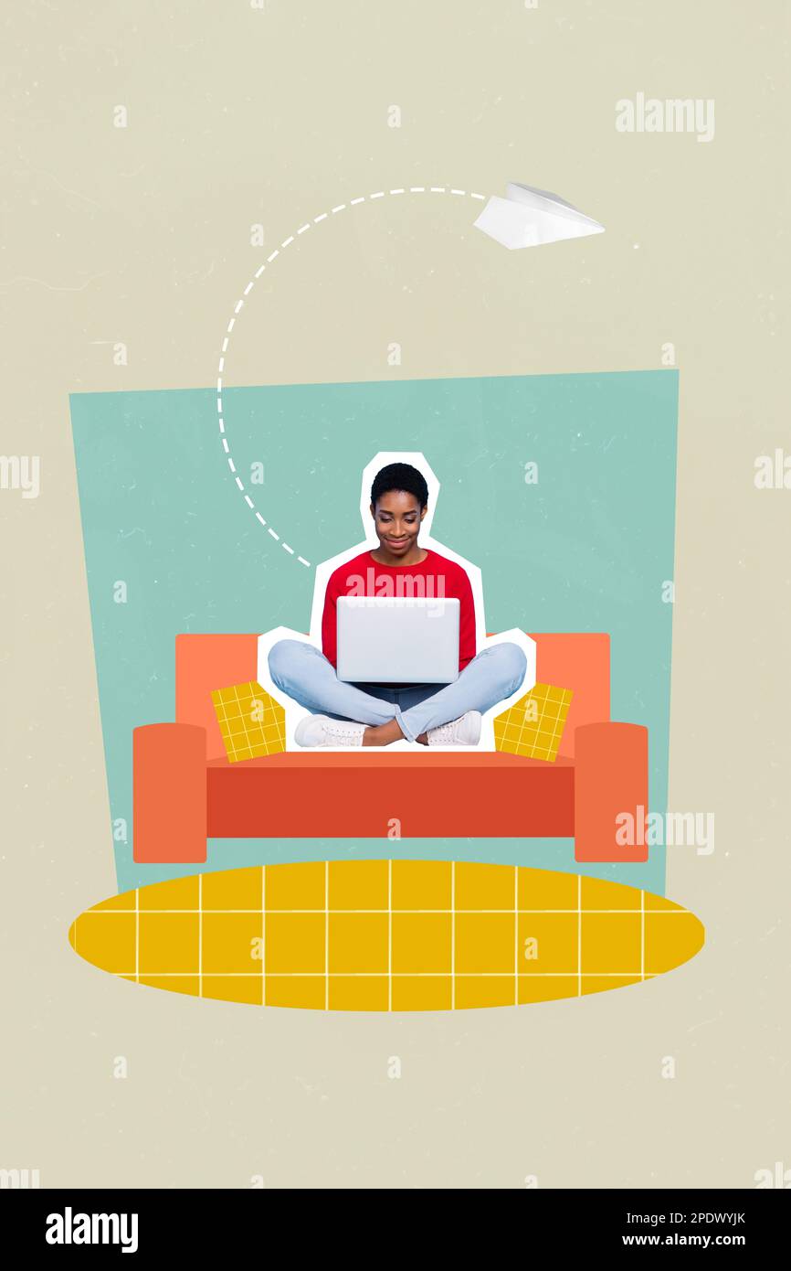 Creative bright collage picture sketch artwork of happy man sitting ...