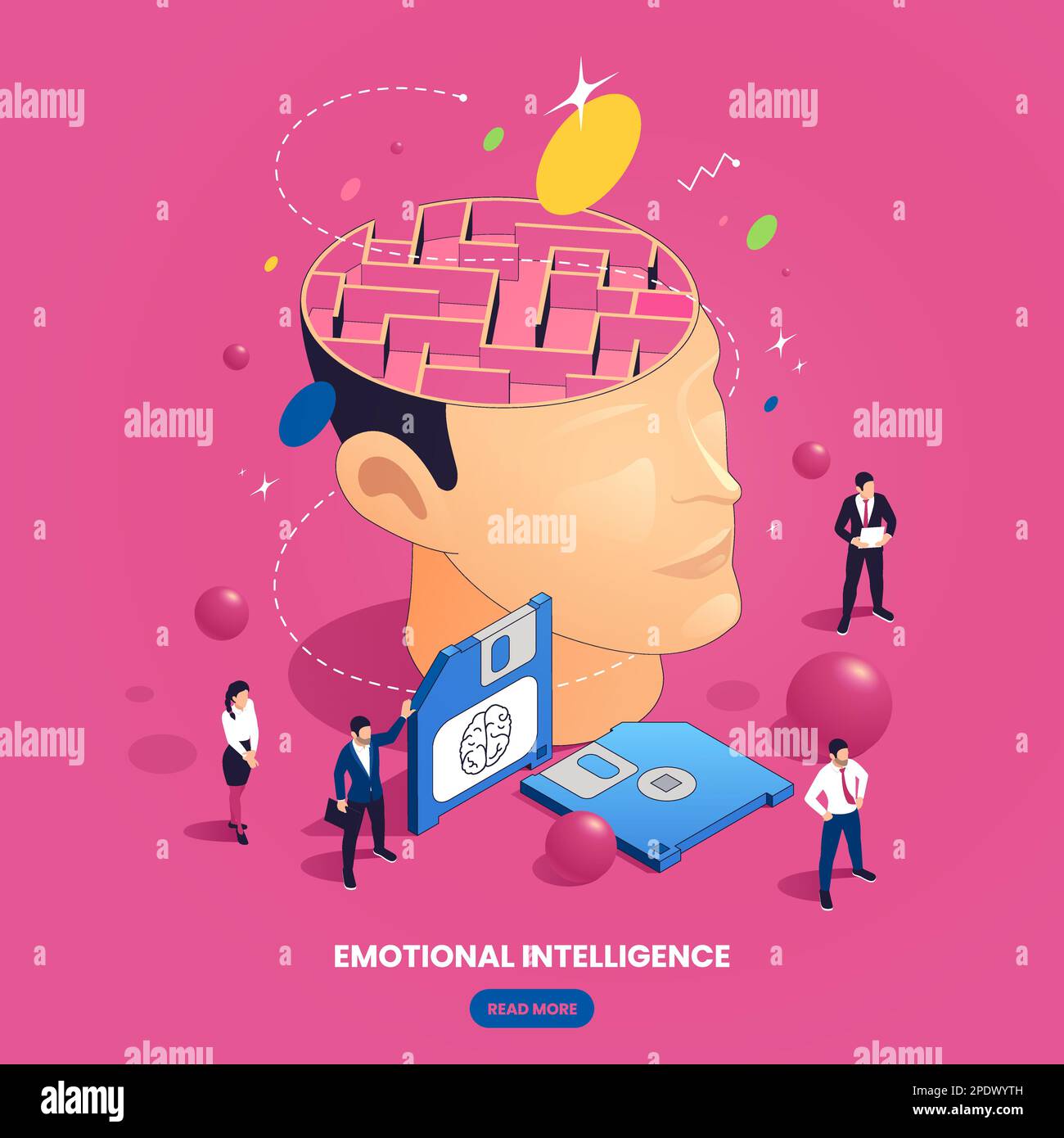 Emotional intelligence thinking mental concepts isometric composition ...