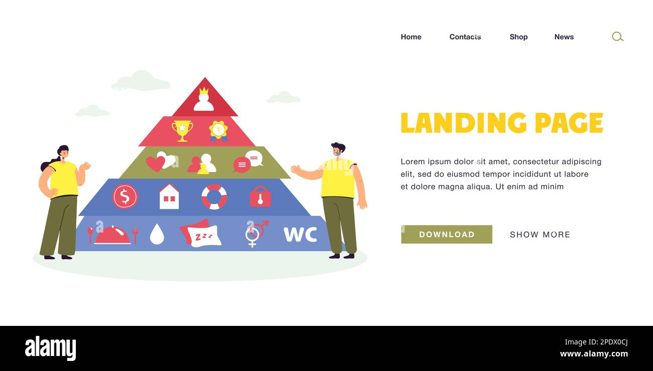 Tiny people with Maslow pyramid of basic needs Stock Vector Image & Art ...