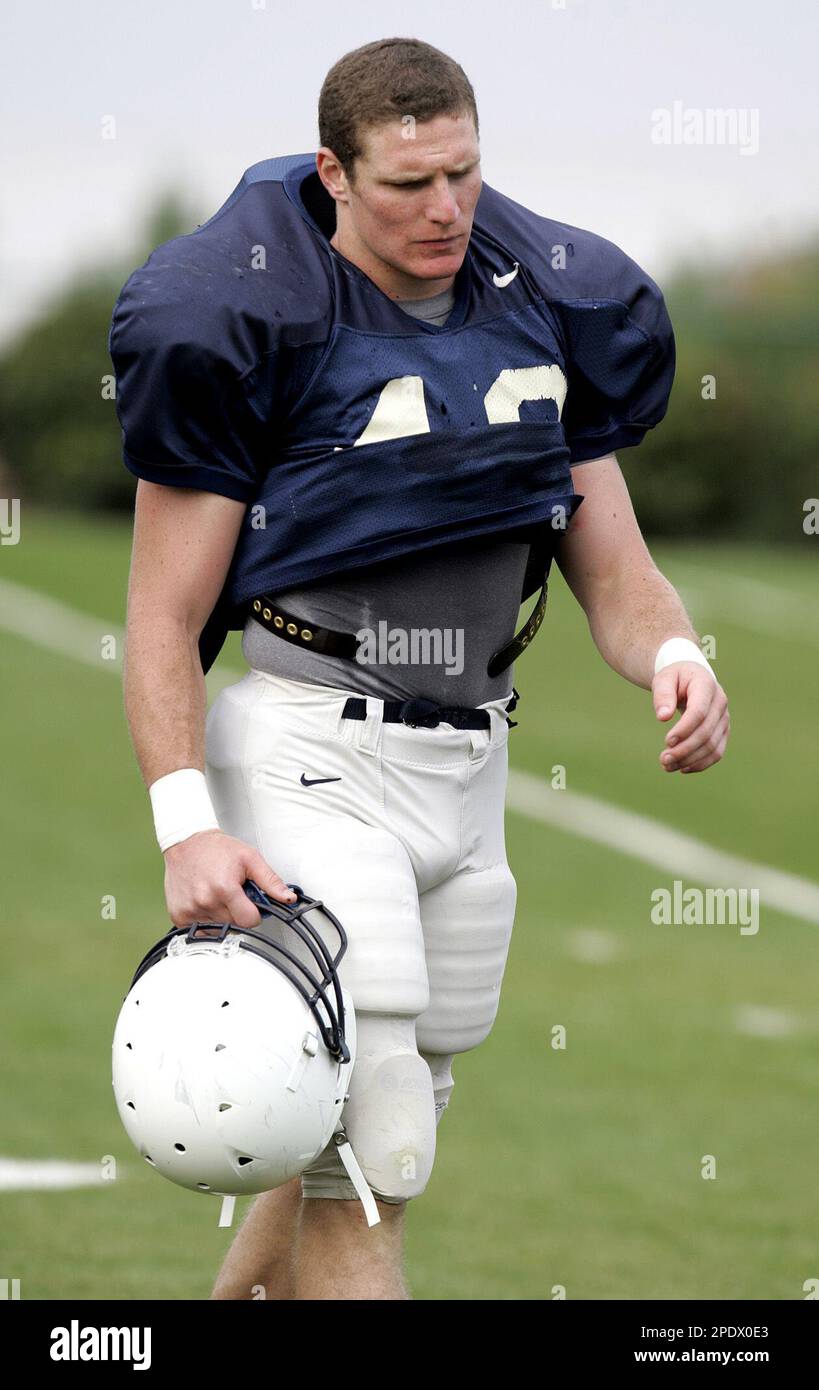 Penn State linebacker Dan Connor leaves the field after practice in ...