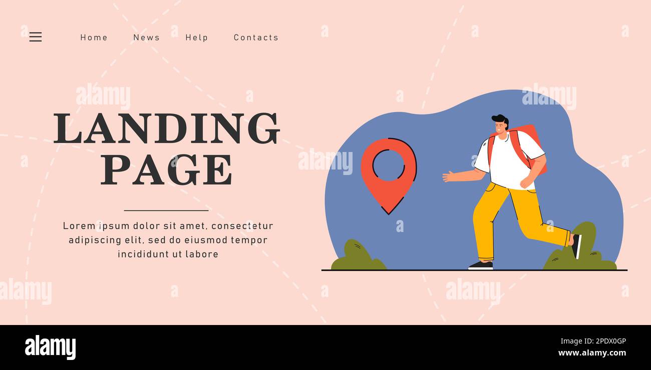 Happy male traveler reaching destination point Stock Vector Image & Art ...