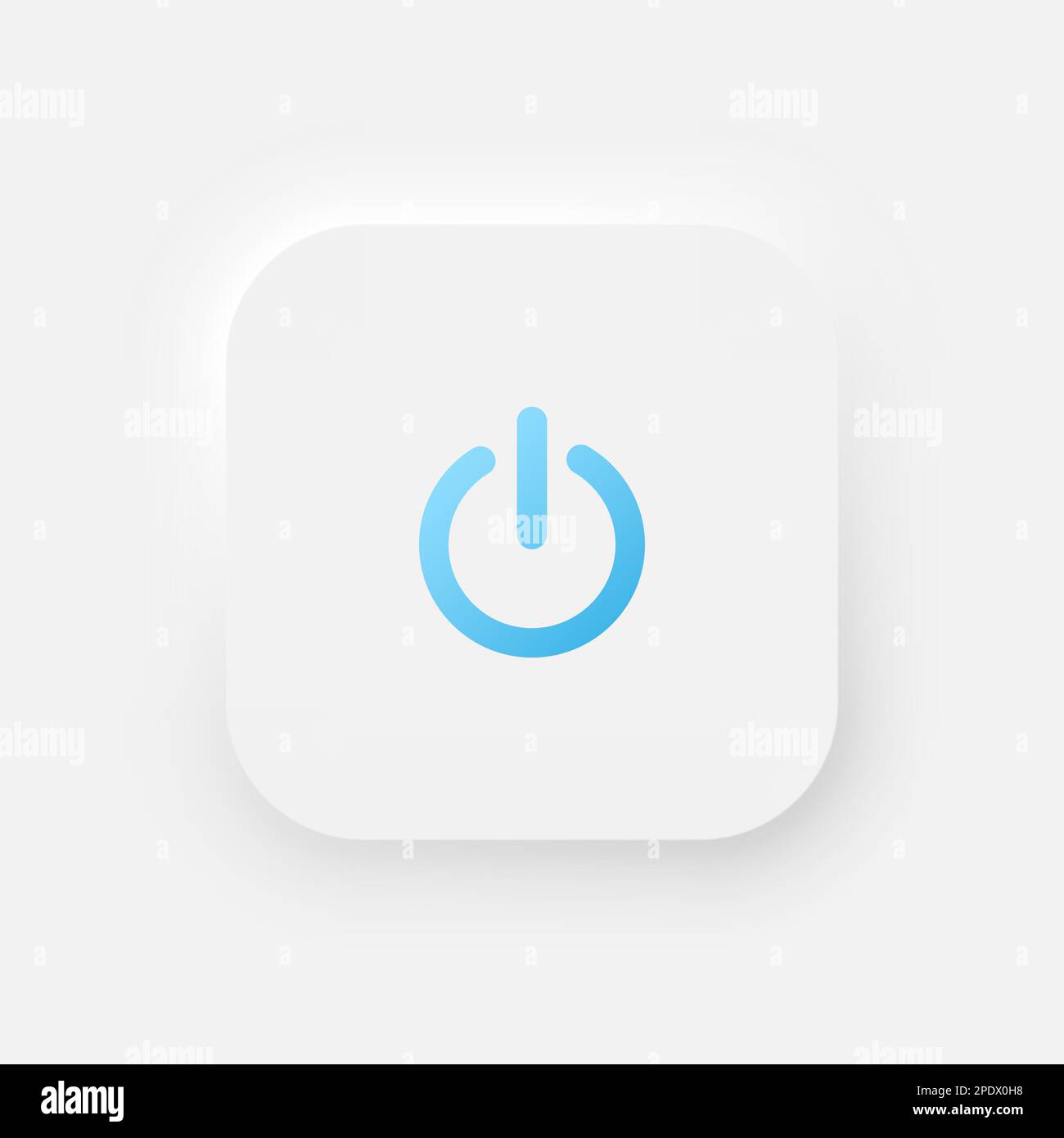 A square button with a blue power symbol on a white background Stock ...