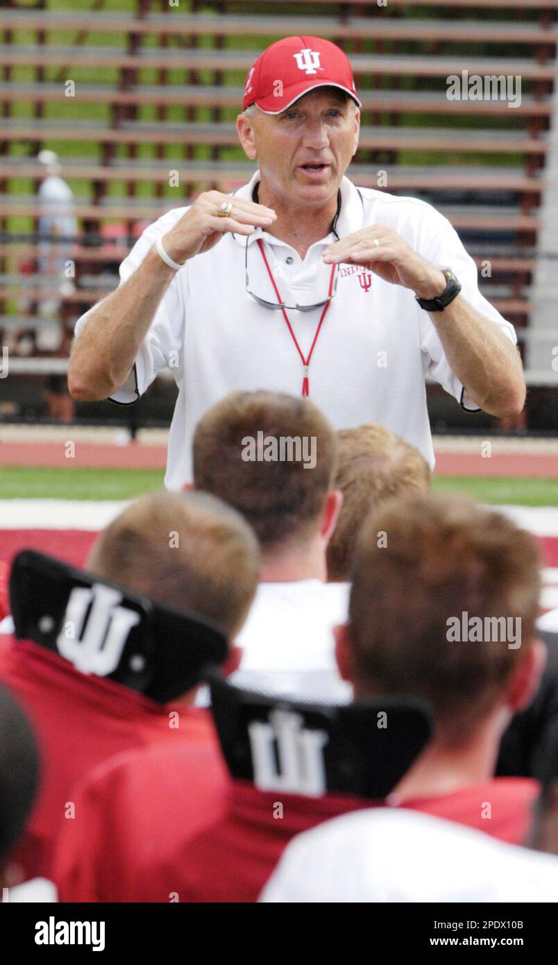 Indiana football coach Terry Hoeppner talks to the Hoosiers about team ...