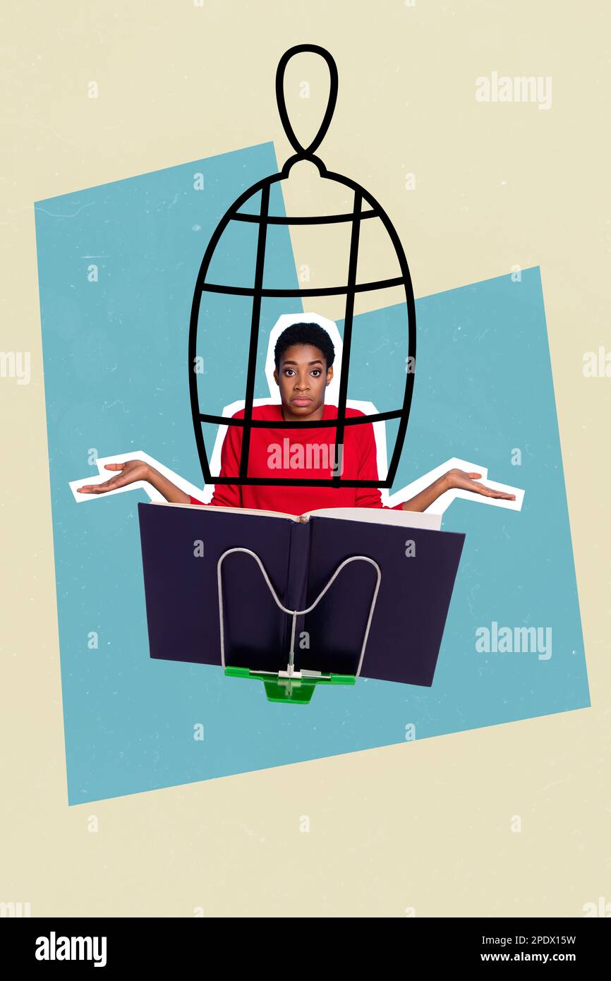 Creative bizarre collage picture image of weird strange girl inside ...