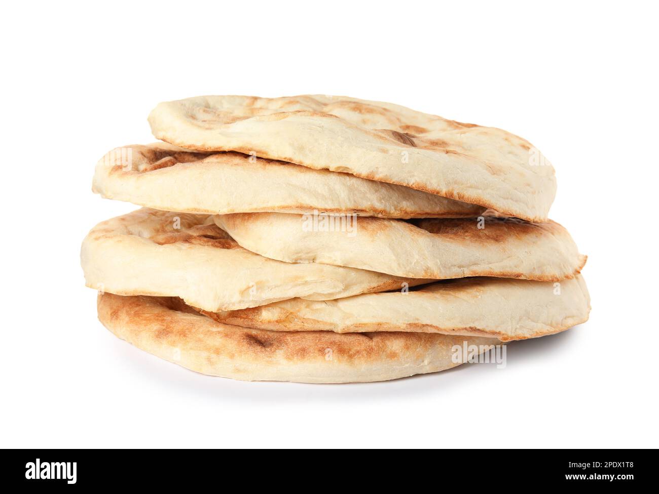 Loaves of delicious fresh pita bread on white background Stock Photo ...