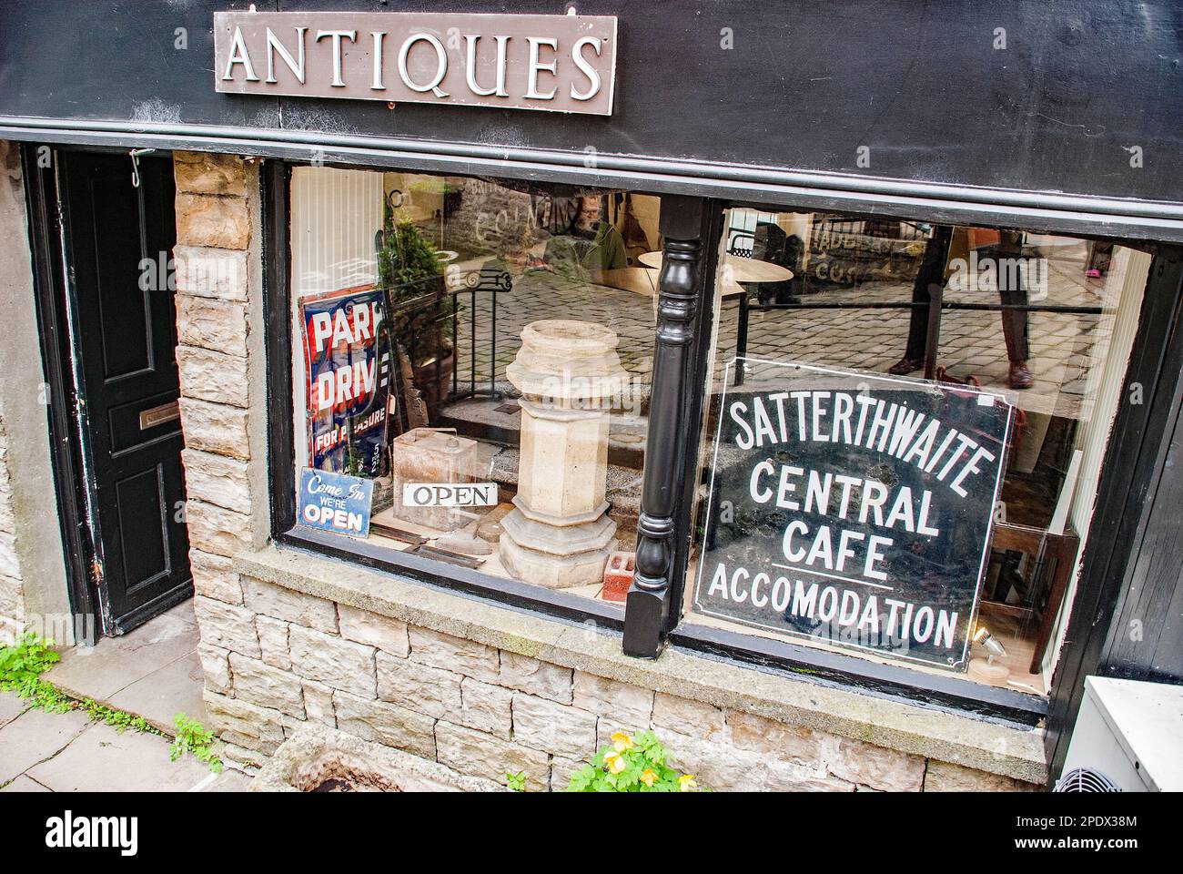 Antiques shop in the market town of Hawes in the Yorkshire Dales. On ...